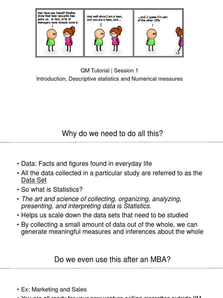 QM Tutorial - Session 1 Introduction, Descriptive Statistics and ...