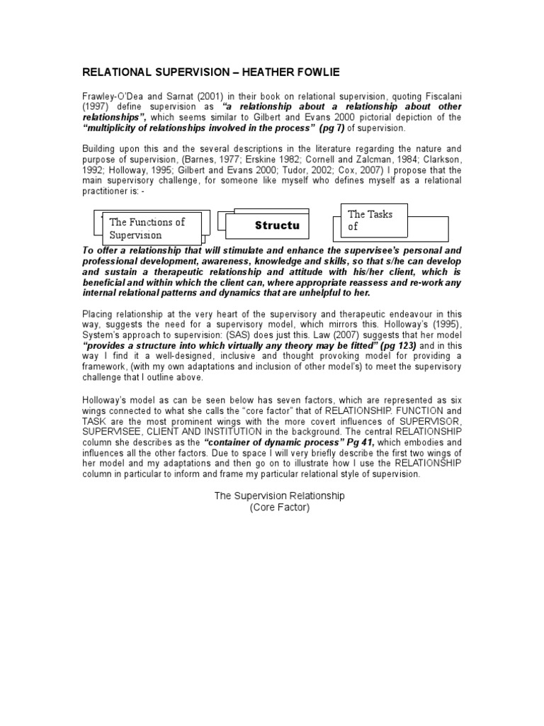 Philosophy of Relational Supervision. Fowlie | PDF | Psychotherapy ...