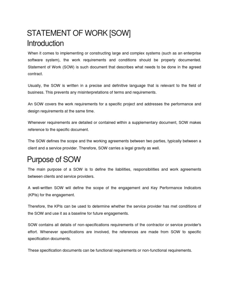 Statement of Work | PDF | Specification (Technical Standard ...