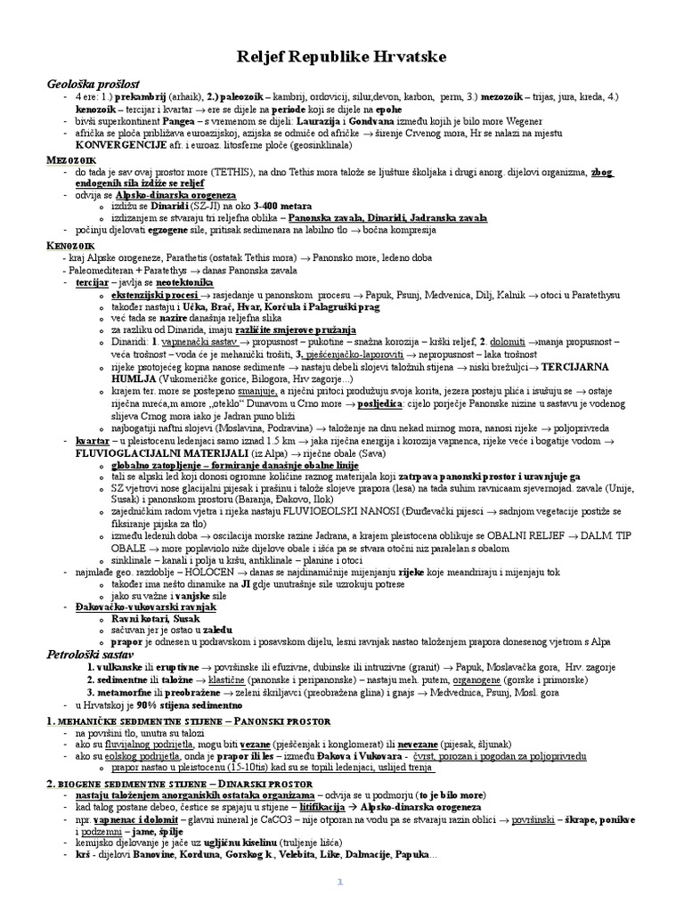 Geografija - Reljef Hrvatske | PDF