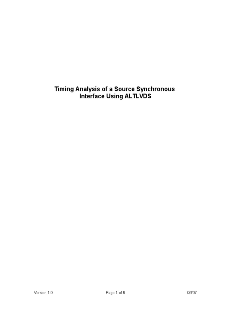 Timing Analysis of Source Synchronous Interface Using ALTLVDS v1.0 | PDF | Electronic Design ...
