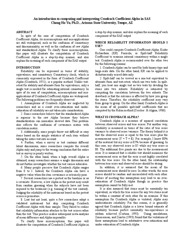 An Introduction To Computing and Interpreting Cronbach Coefficient ...