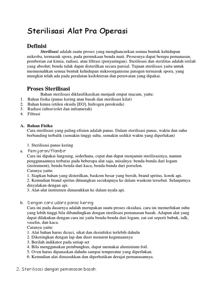 Proses Sterilisasi Alat Medis Efektif | PDF