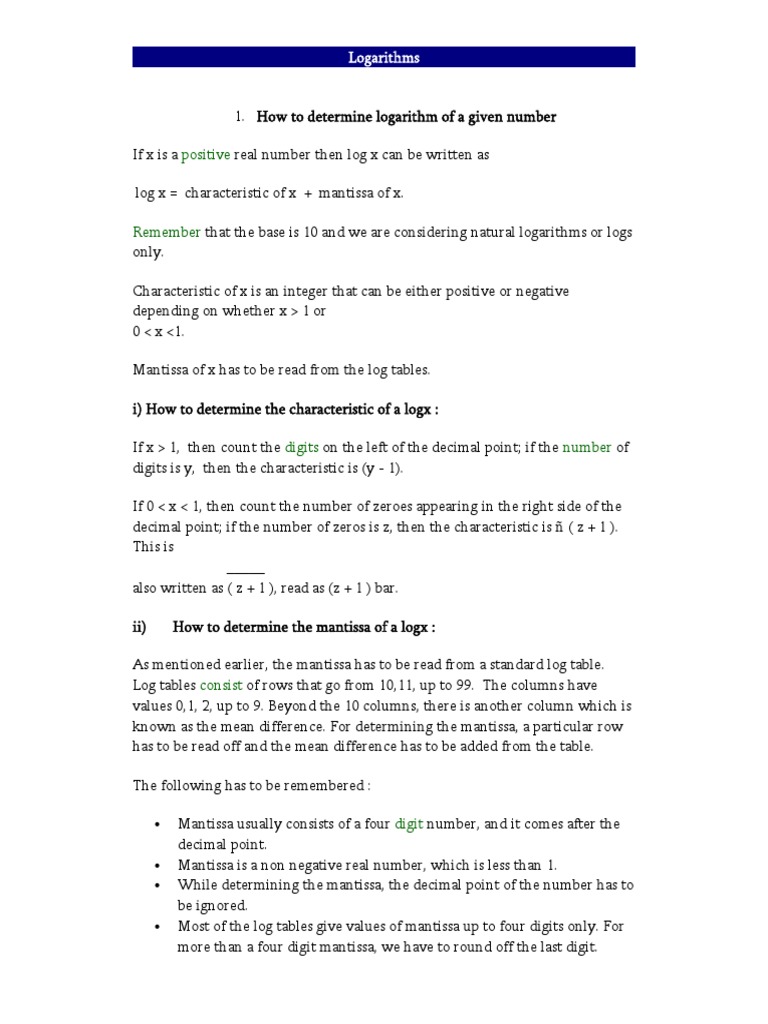 How To Use Log Tables | PDF | Logarithm | Numbers
