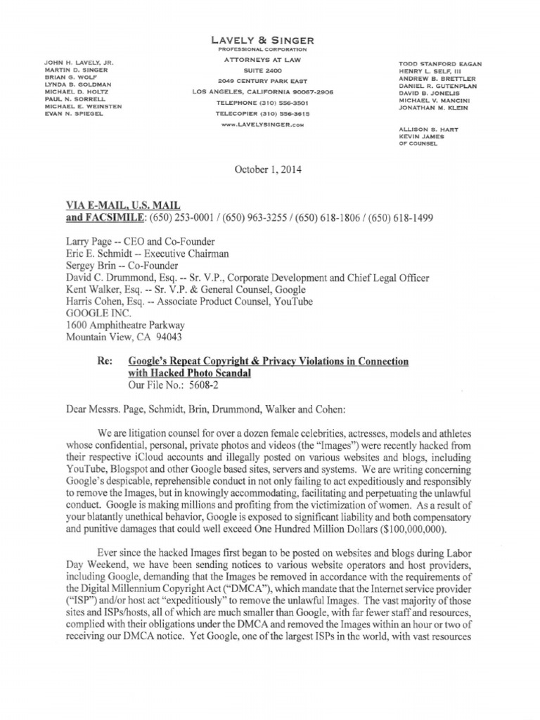 Legal NTC LTR To Google 100114 | PDF