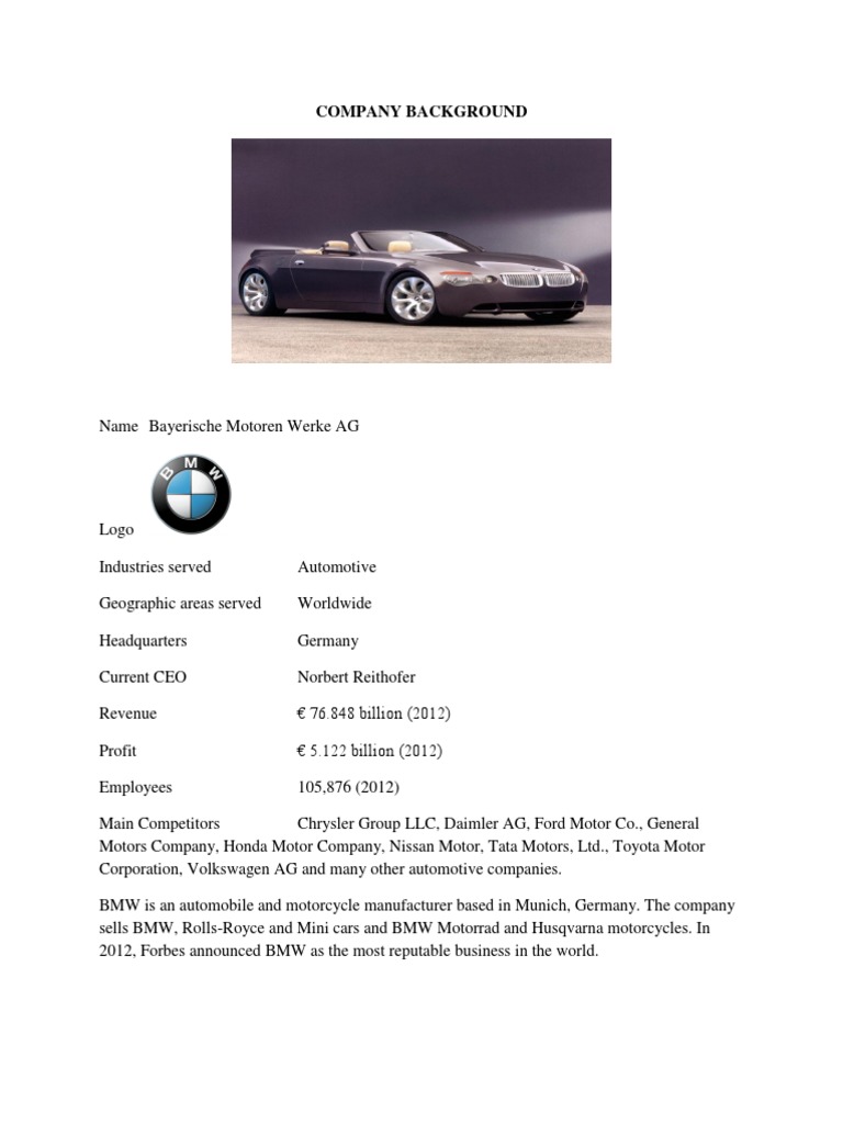 BMW: Company Overview and Competitors | PDF | Car | Bmw