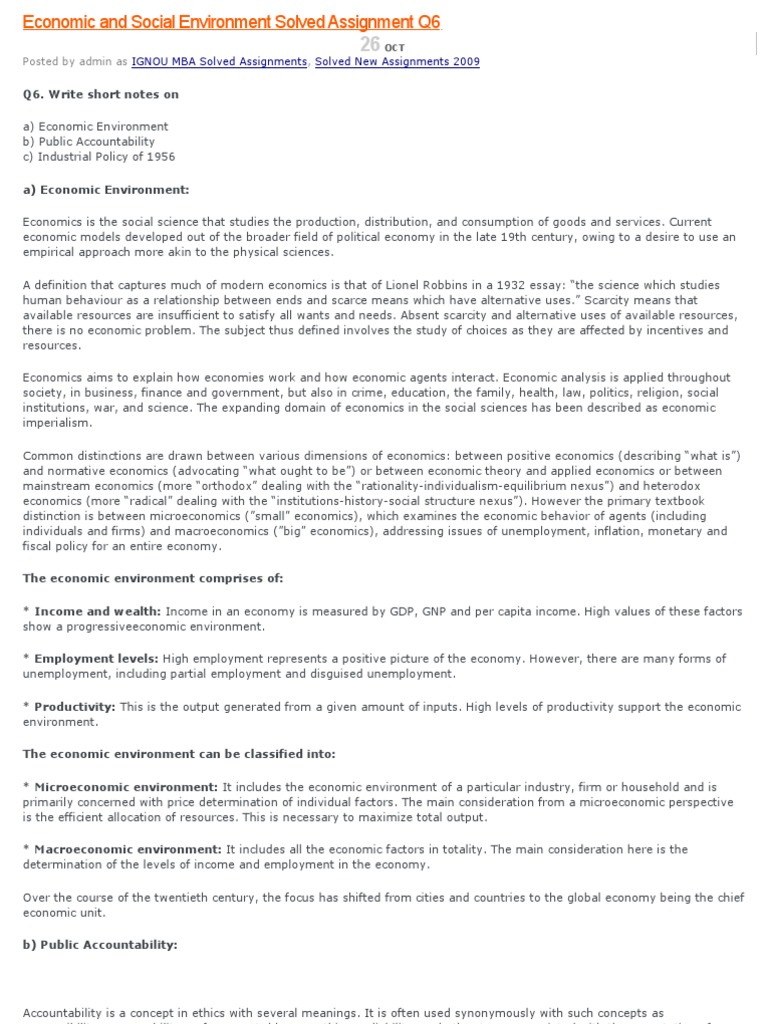 Economic & Social Environment Q6 | PDF | Accountability | Economics