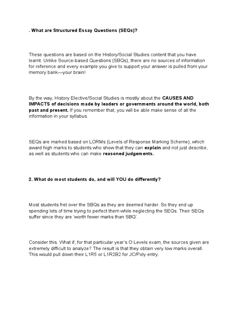 What Are Structured Essay Questions | PDF What Are Structured Essay Questions | PDF