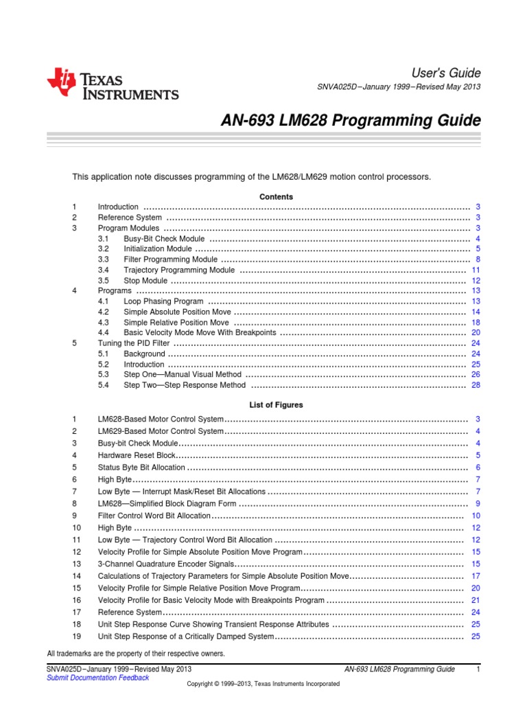 LM629 AN-693 Programming Guide PDF | PDF | Control System | Acceleration