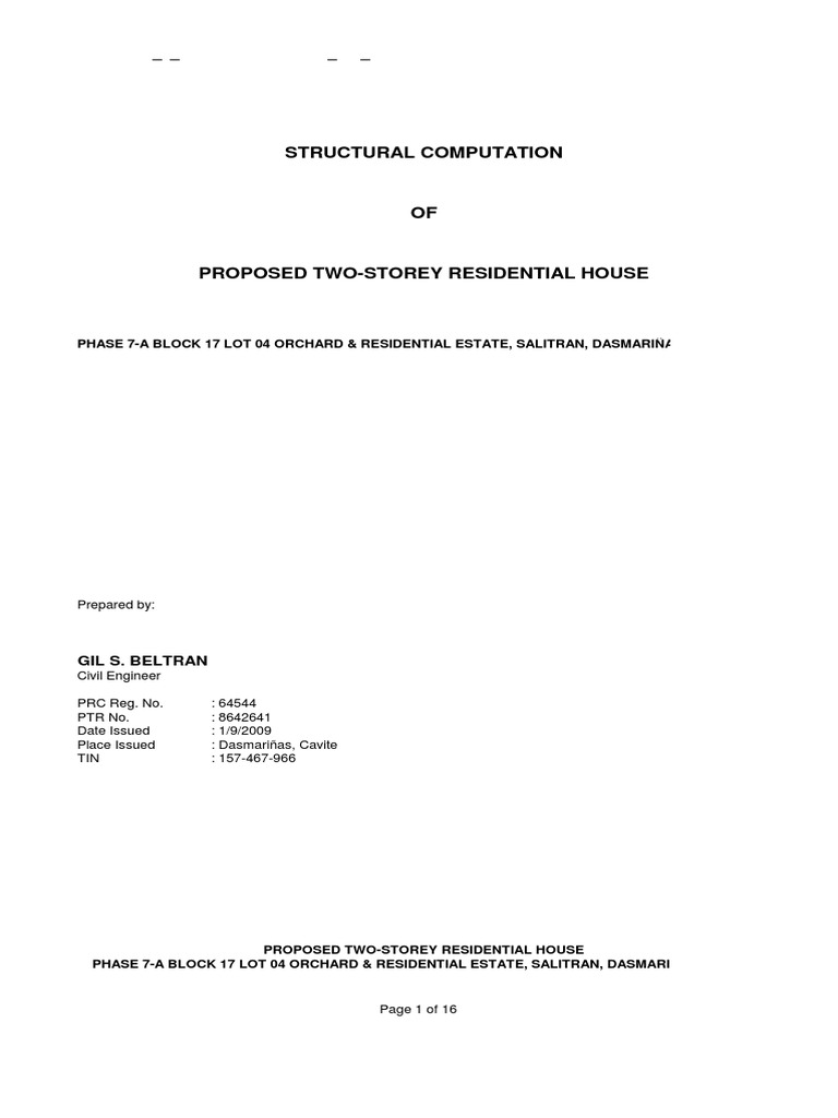 Structural Computation Analysis | PDF | Beam (Structure) | Building ...