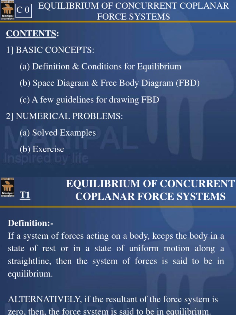 Equillibrium of Coplanar Concurrent Forces | PDF | Tension (Physics) | Force