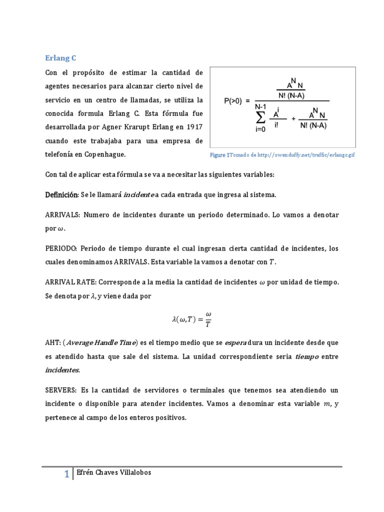 Aplicación de la Fórmula Erlang C en Excel | PDF | Distribución de ...