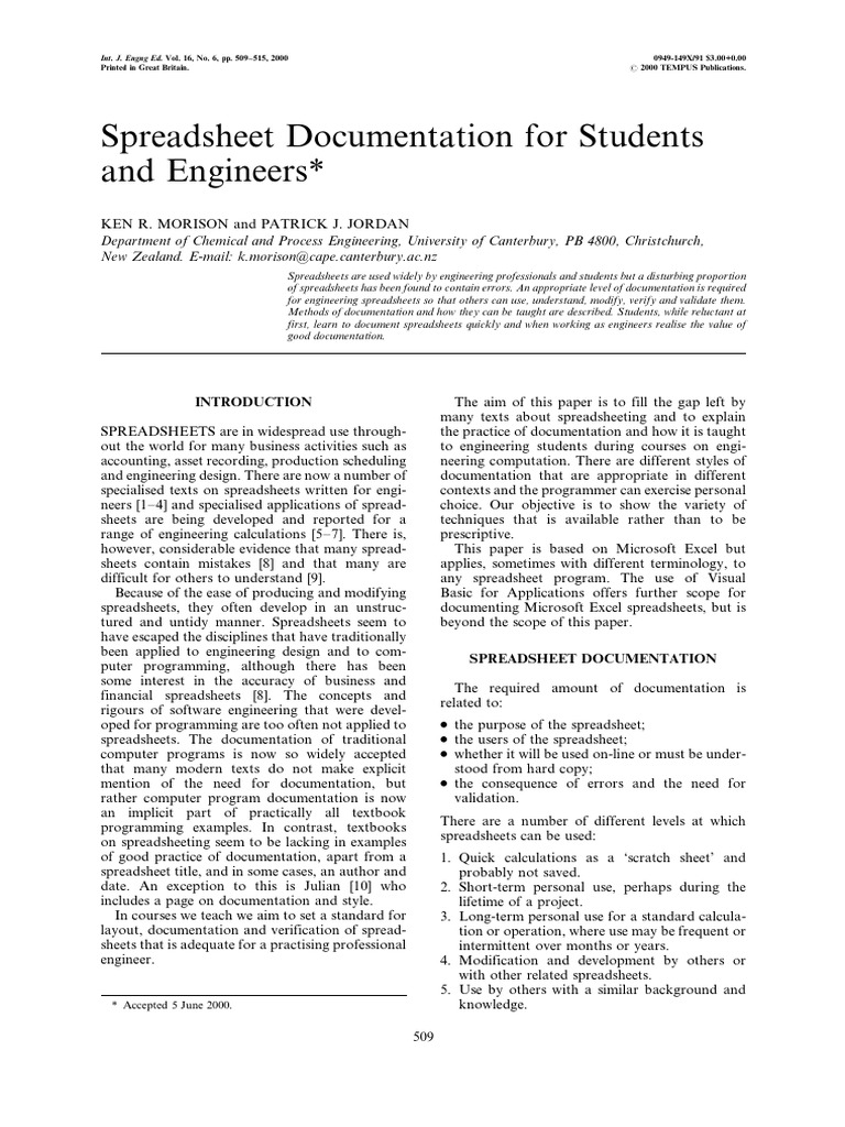 Spreedsheet For Documentation For Engg and Student | PDF | Spreadsheet ...