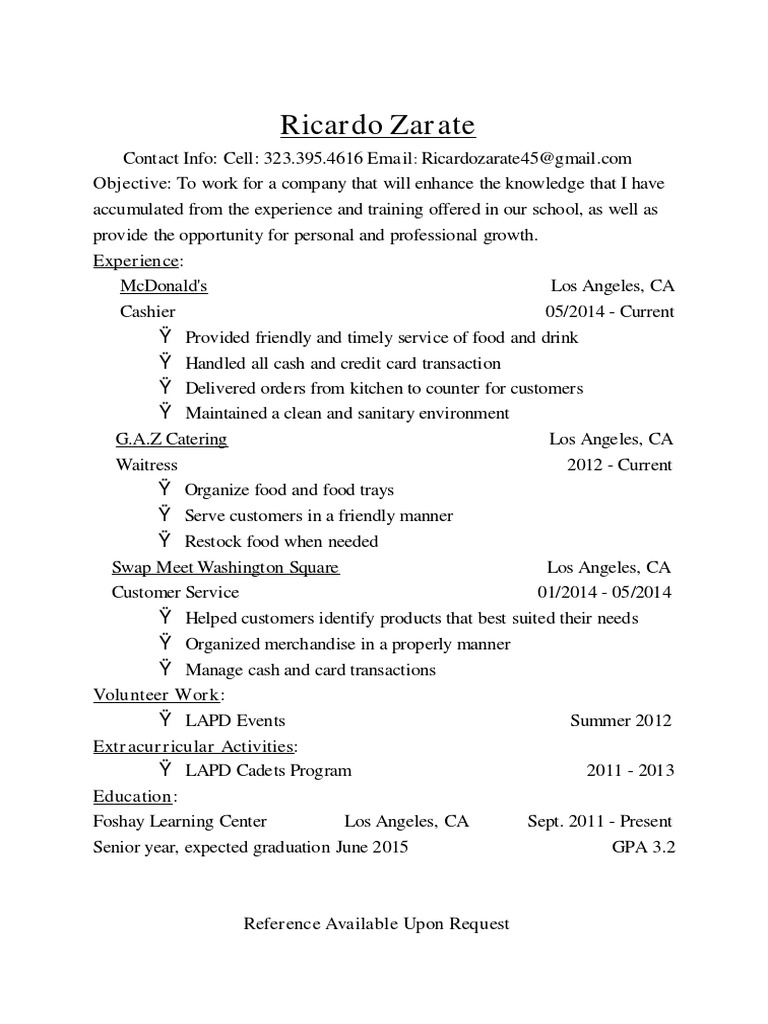 Ricky Resume | PDF | Business | Foods