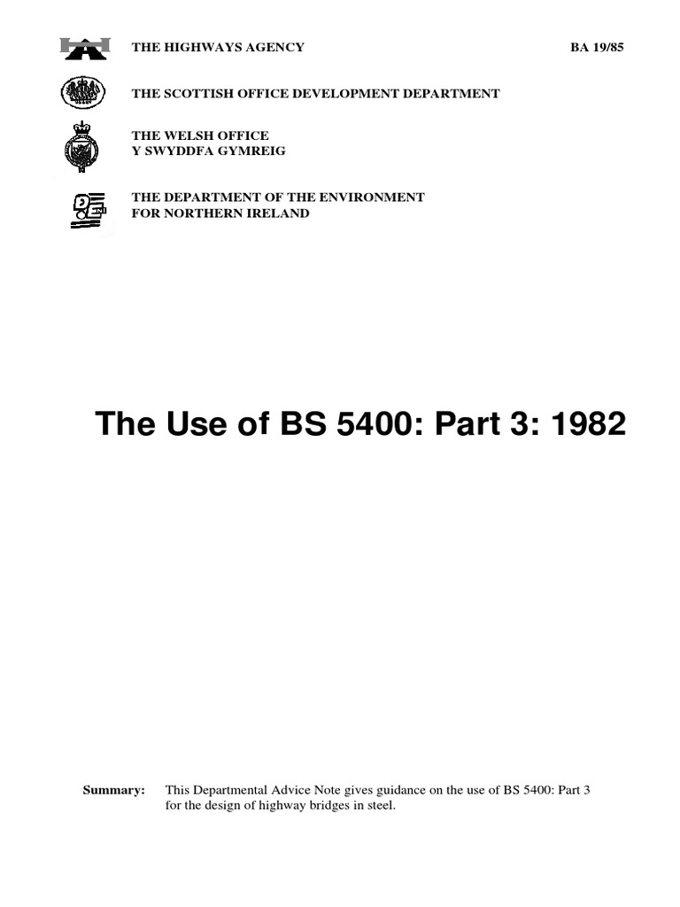 BA 19-85 - The Use of BS 5400 Part 3 1982 | PDF | Science & Mathematics ...