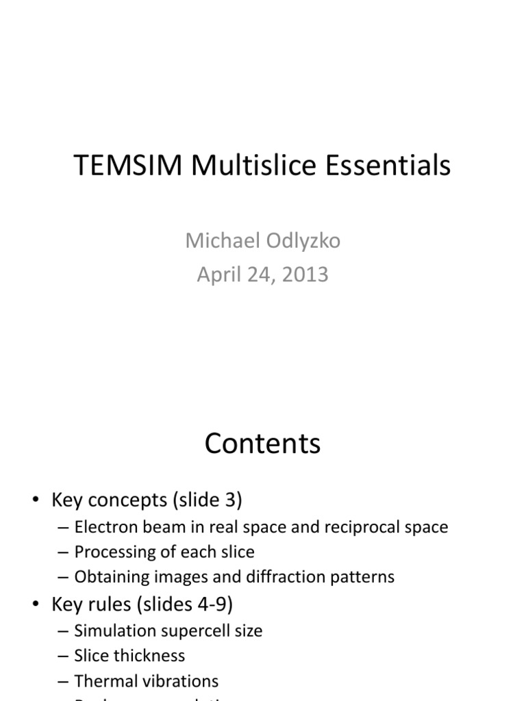 TEMSIM Multislice Simulation Guide | PDF | Angular Resolution ...