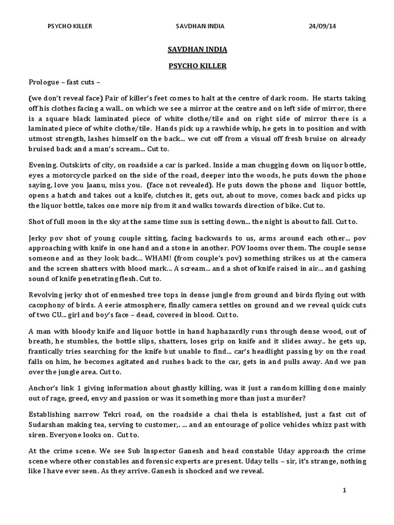 Psycho Killer - Story | PDF | Crime Thriller | Police