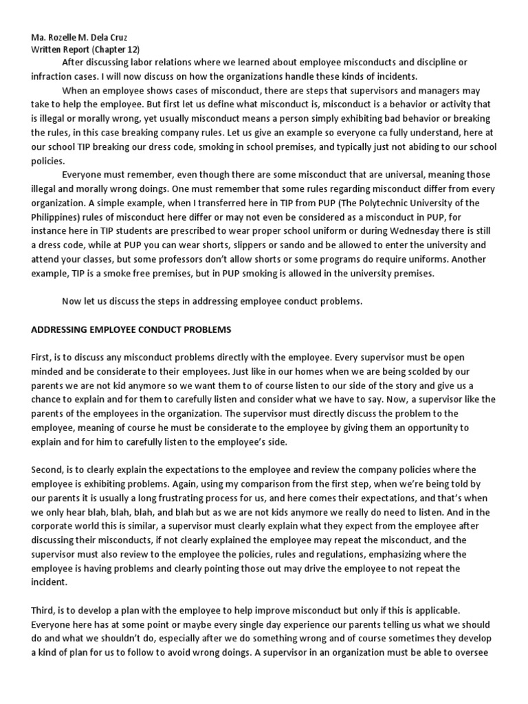 Addressing Employee Misconduct | PDF | Due Process Clause | Employment