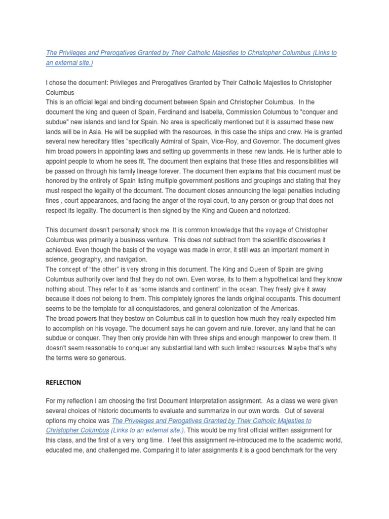 Columbus' Royal Privileges from Spain | PDF | Christopher Columbus | Spain