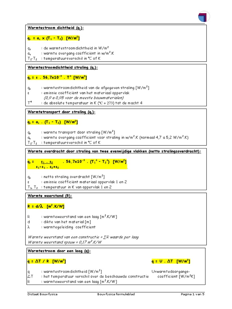 Formule Blad Hoofdstuk 1 en 2 PDF | PDF