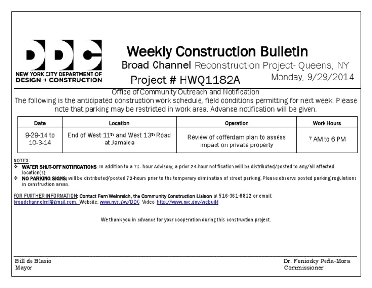 Construction Bulletin - Monday Sept 29 | PDF | Science & Mathematics