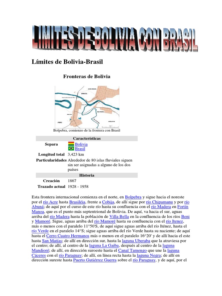 Límites de Bolivia | PDF | Bolivia | América del Sur