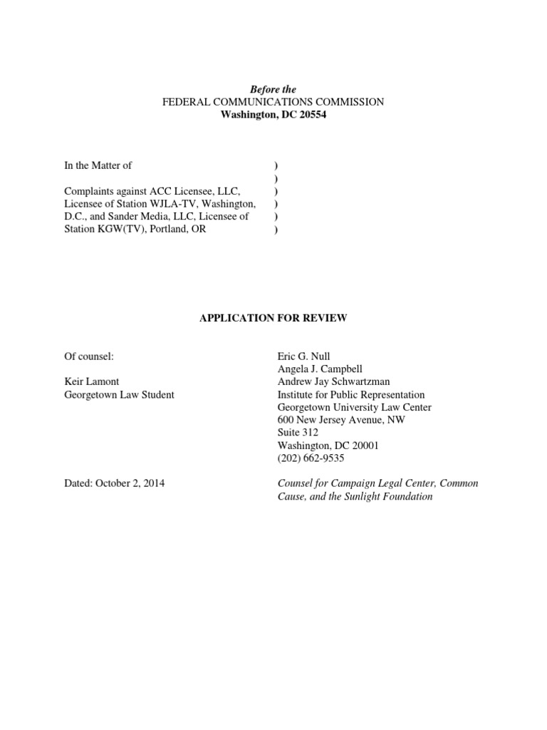 Sec 317 Application For Review Final | PDF | Citizens United V. Fec ...