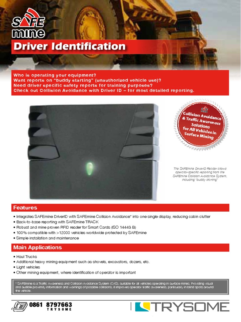 Driver ID for SAFEmine Systems | PDF | Smart Card | Telecommunications