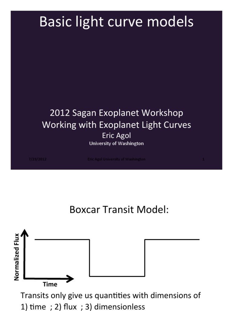 Basic Light Curve Models: 2012 Sagan Exoplanet Workshop Working With ...
