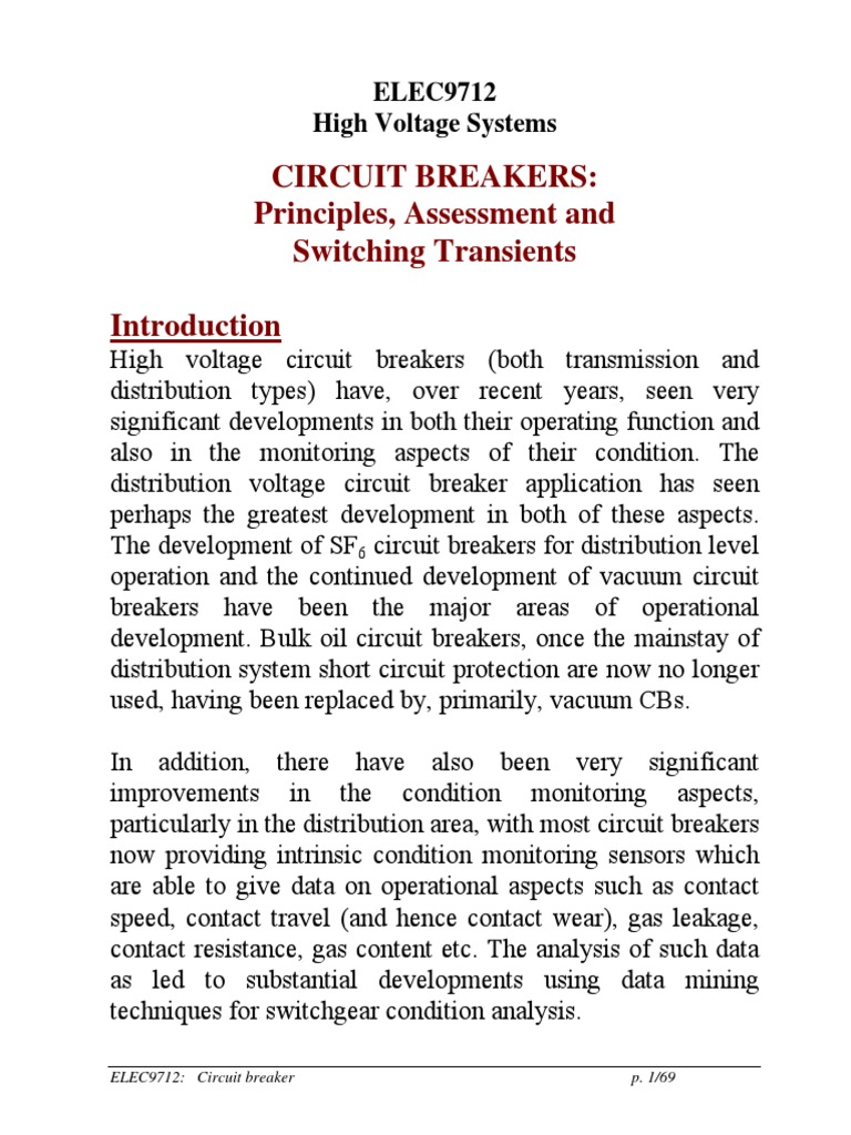 Circuit Breakers: Principles, Assessment and Switching Transients | PDF | Electric Arc ...