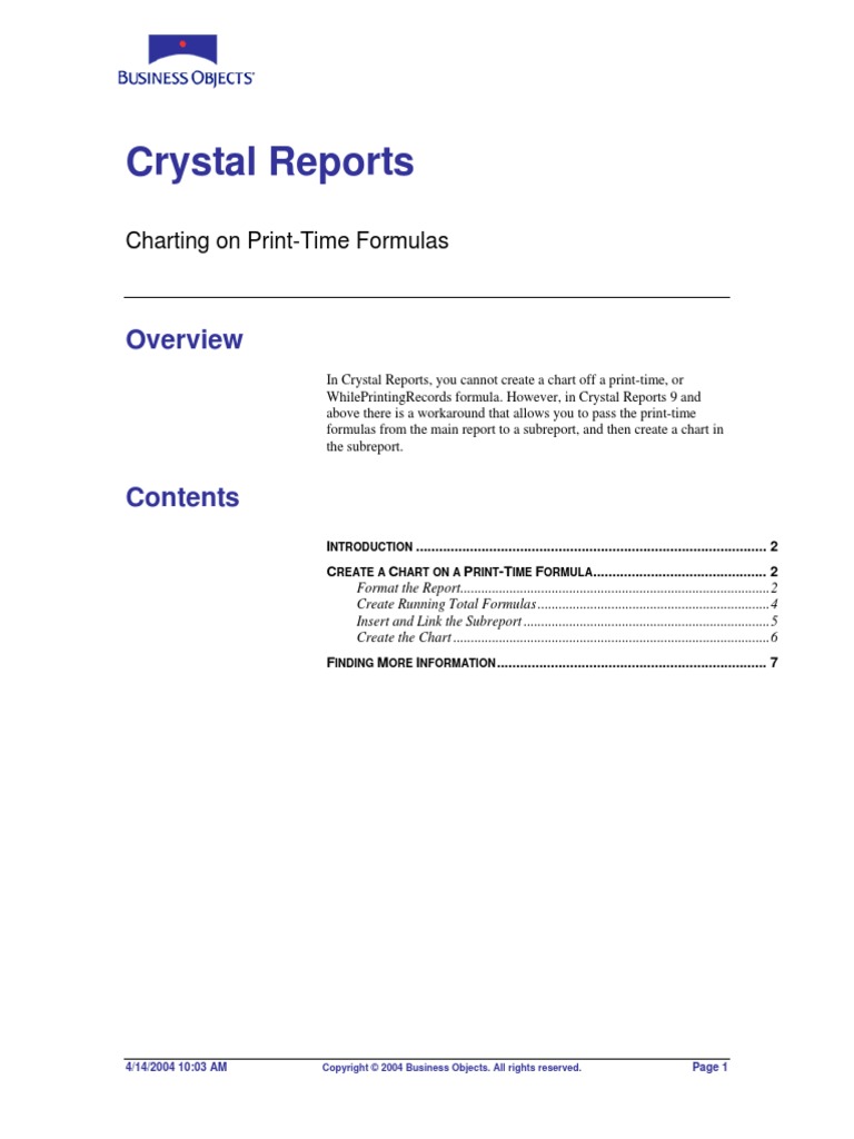 Crystal Reports: Charting On Print-Time Formulas | PDF | Portable Document Format | Tab (Gui)