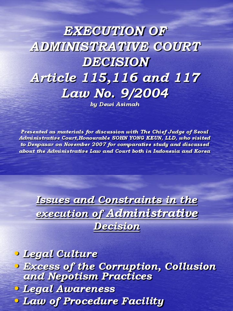 Execution of Administrative Decision | PDF | Jurisprudence | Public Sphere