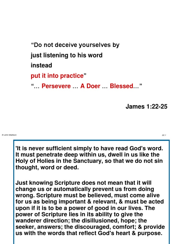 "Do Not Deceive Yourselves by Just Listening To His Word Instead ...