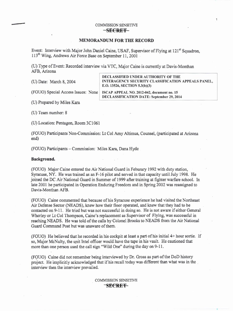 Memorandum For The Record: Secret | PDF | Air Traffic Control | Fighter ...