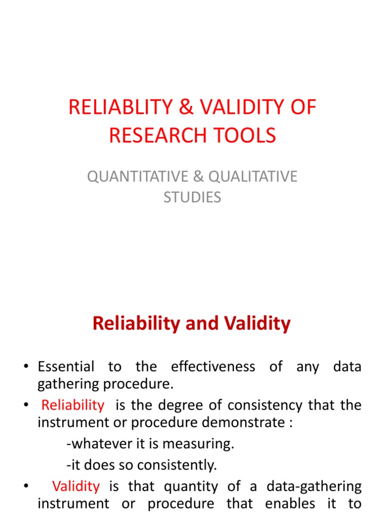 Reliablity Validity of Research Tools 1 | PDF | Level Of Measurement ...