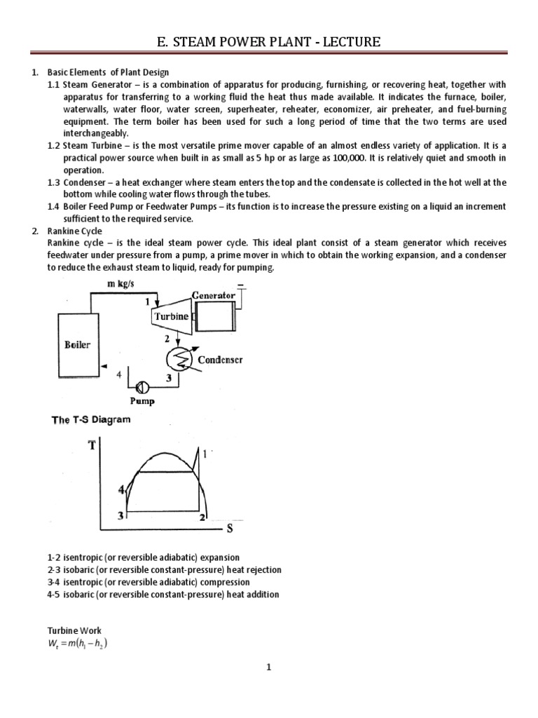 E. STEAM POWER PLANT - LECTURE.pdf | Boiler | Steam Engine
