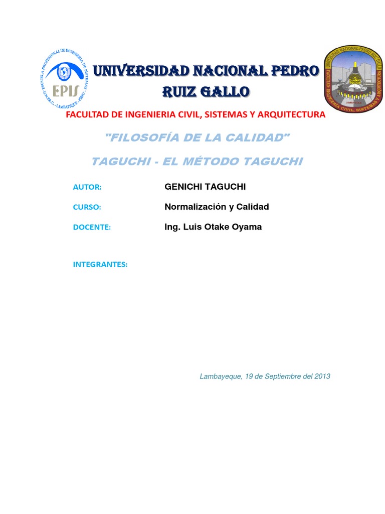 Filosofia de Calidad-Genichi Taguchi | PDF | Función de pérdida ...