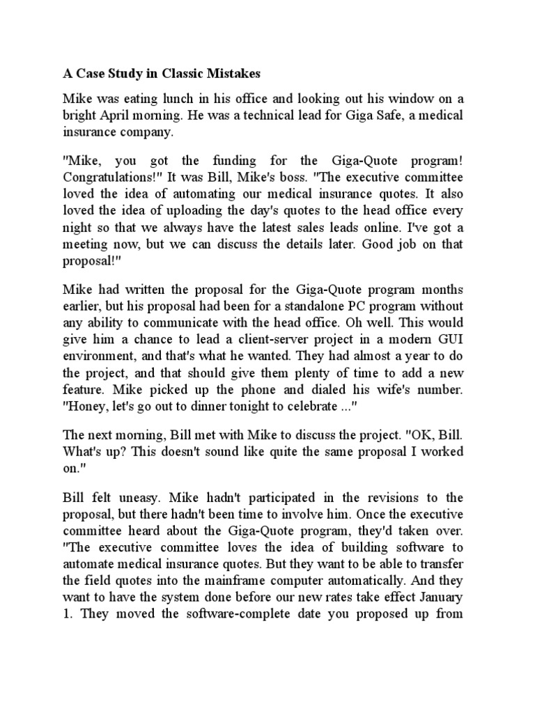 A Case Study in Classic Mistakes | Download Free PDF | Software Bug | Software Engineering