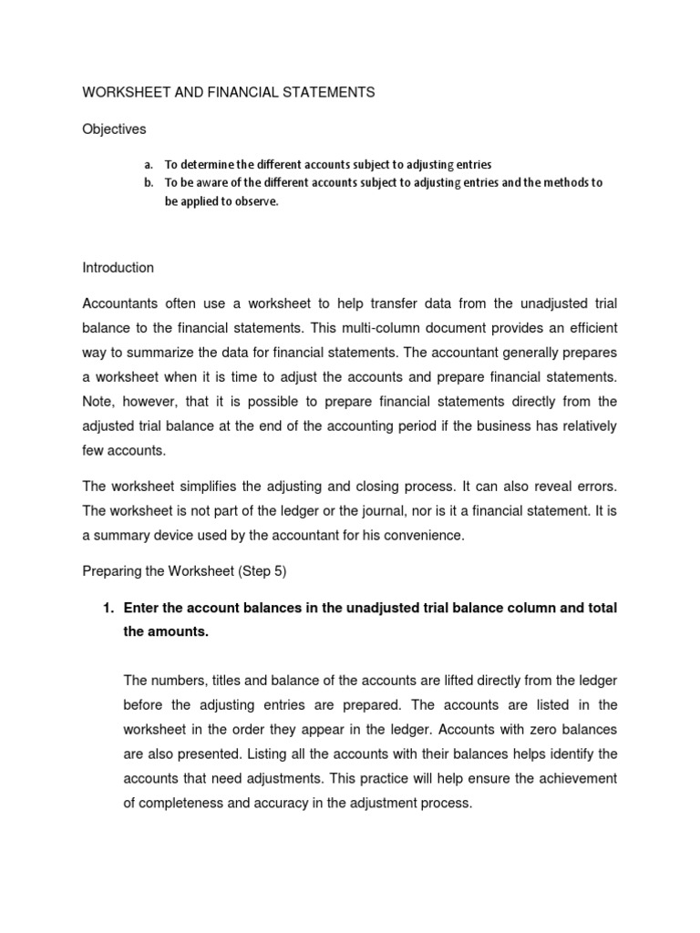 Worksheet Preparation | PDF | Debits And Credits | Business