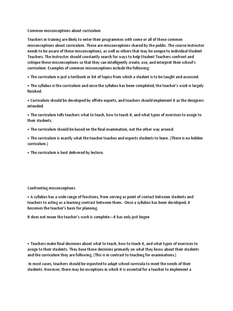 Common Misconceptions About Curriculum | Download Free PDF | Curriculum ...