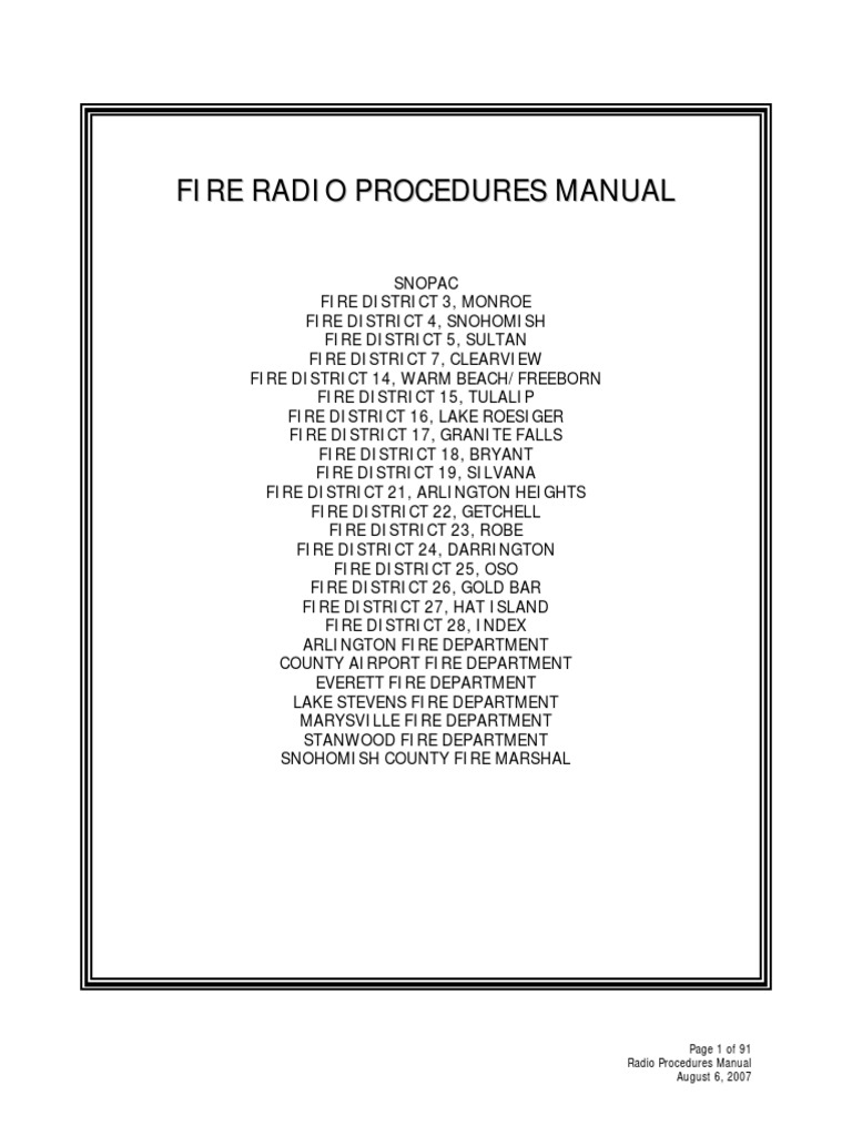 Fire Manual | PDF | Dispatcher | Firefighter