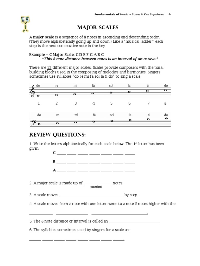Major Scales and Key Signatures Guide | PDF | Scale (Music) | Interval ...