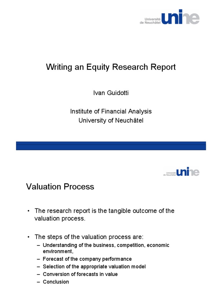 Equity Research Report Writing Guide | PDF | Valuation (Finance ...