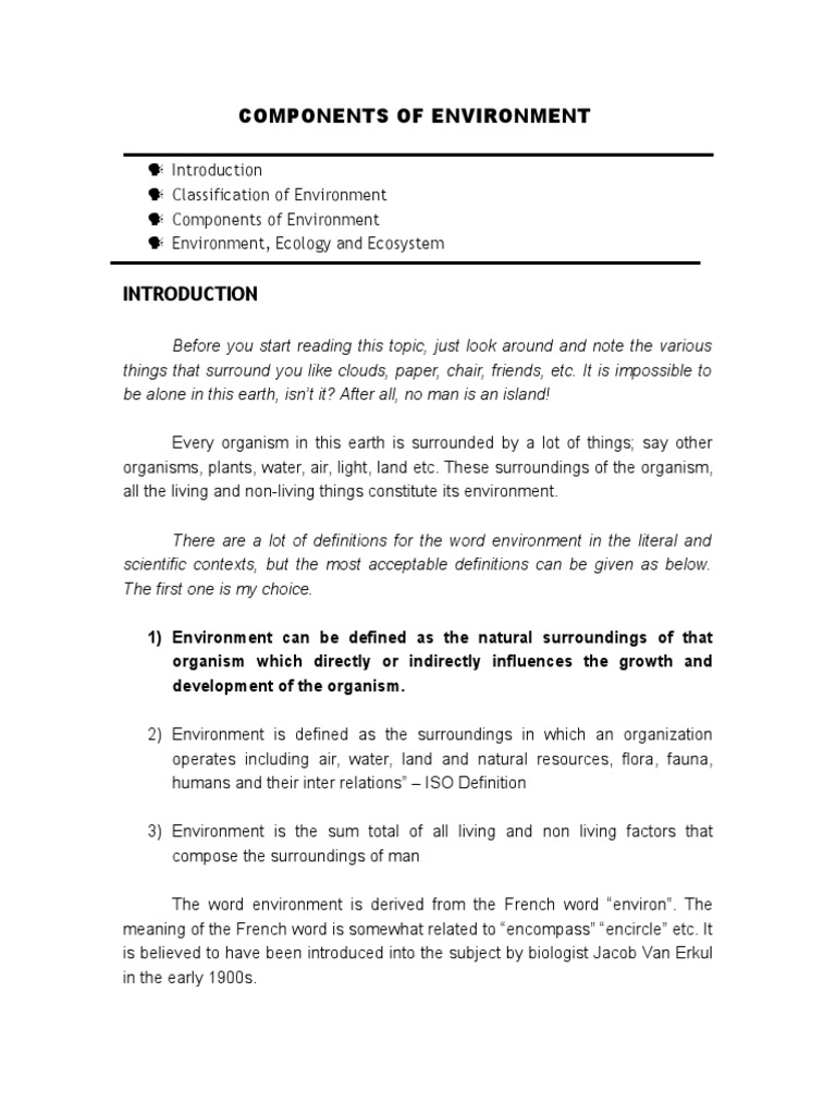 11 Components of Environment | PDF | Ecology | Biology