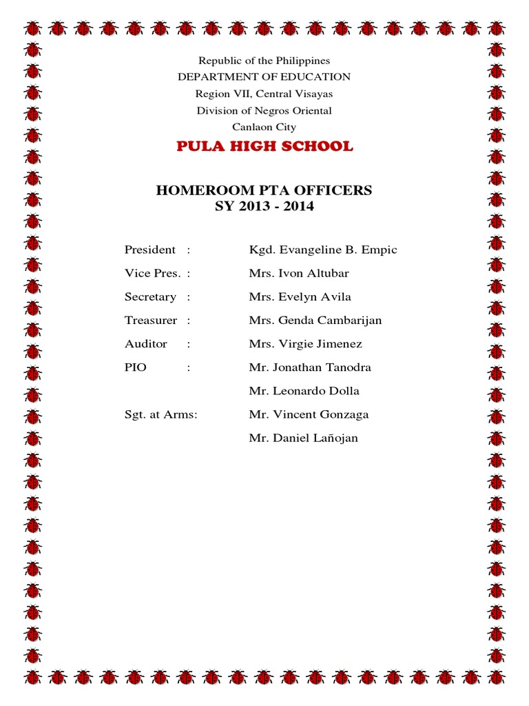 Homeroom Pta Officers | PDF