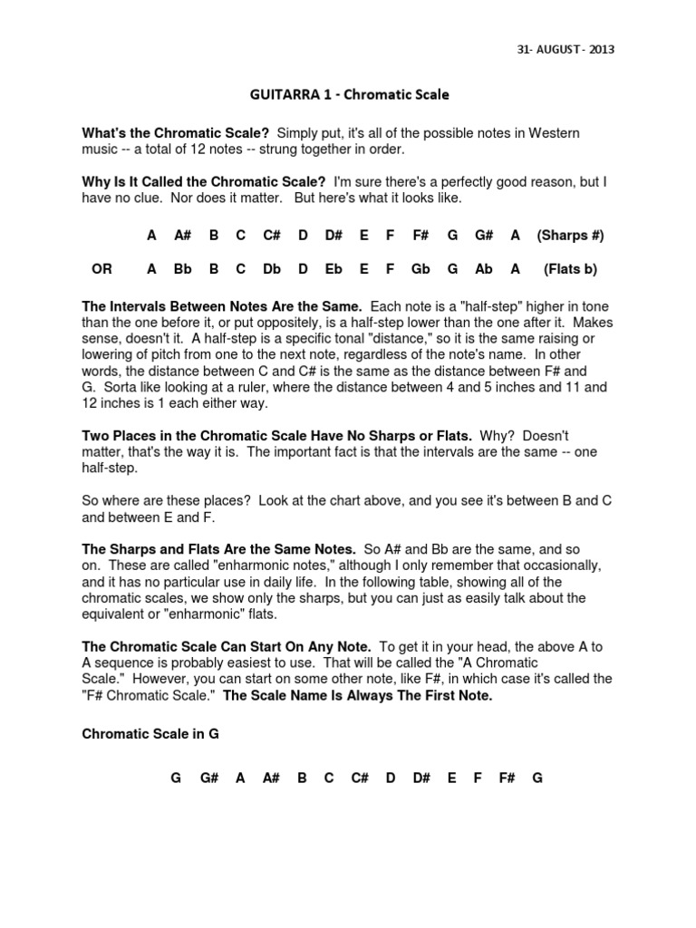 Chromatic Scale Explained | PDF | Musical Scales | Scale (Music)
