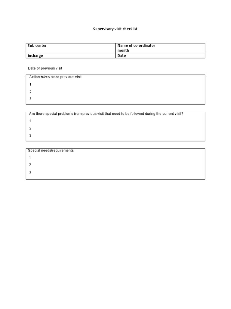 Mis Supervisory Visit Checklist | PDF