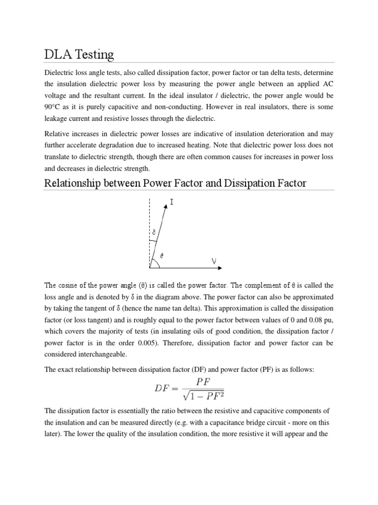 DLA Testing: Relationship Between Power Factor and Dissipation Factor ...