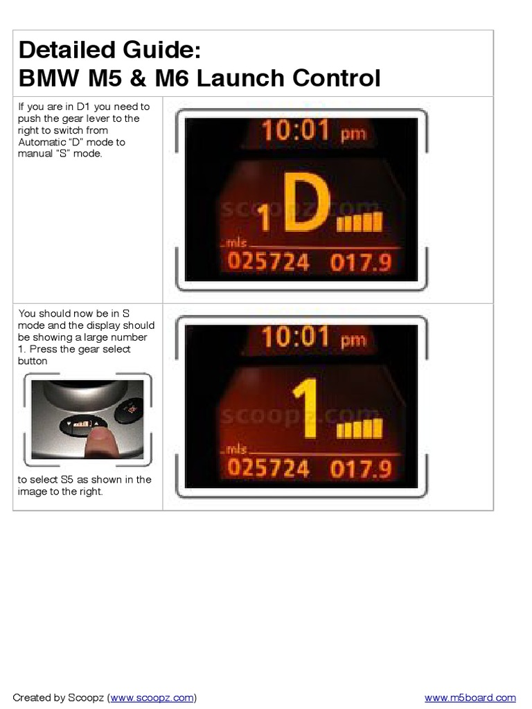 Detailed Guide: BMW M5 & M6 Launch Control | PDF | Transport | Vehicles