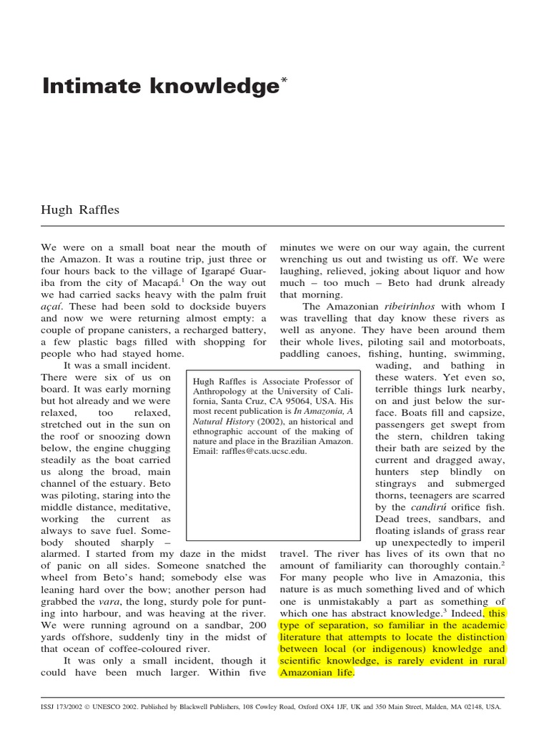 Raffles Intimate Knowledge | PDF | Anthropology | Knowledge